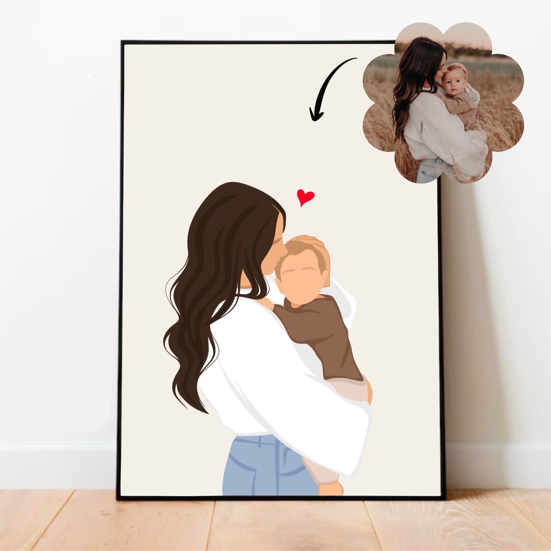 Faceless Portrait Illustration Custom Drawing Digital File ...