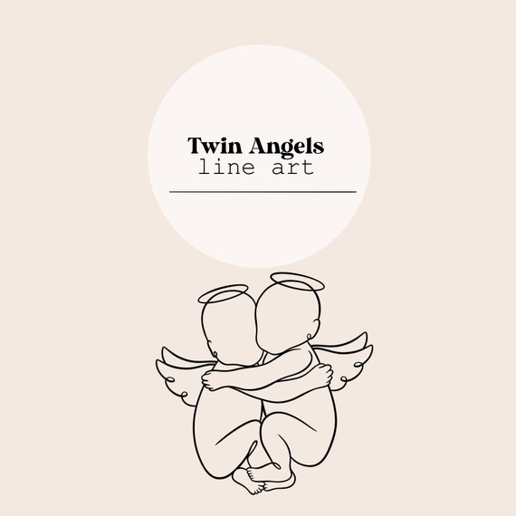 Twin Baby Angel Drawings