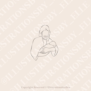 Jesus and Baby Line Drawing | Christ Holding Baby Drawing | Jesus and ...