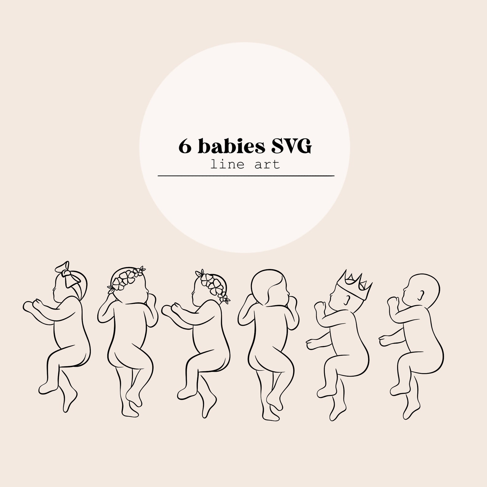 Baby Line Drawing 6 | Newborn Babies Line Drawing Digital File | Boy ...