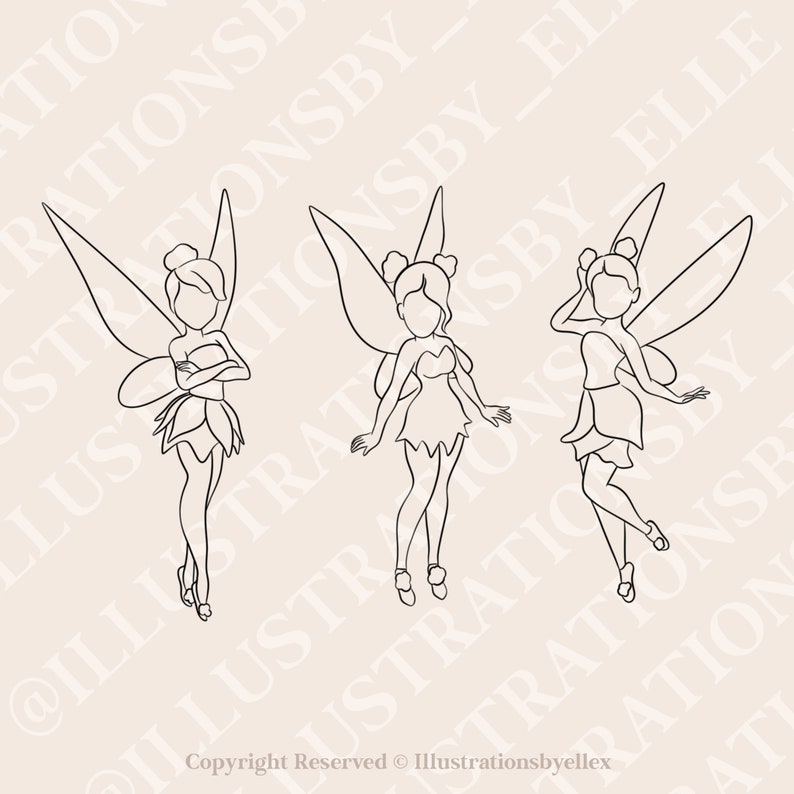 Fairies Line Art | Fairy Line Drawing | Line Digital File | Laser ...