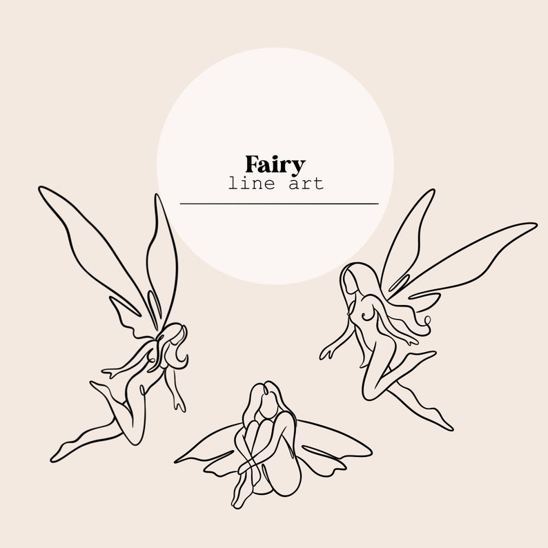 Fairy Line Art | Fairies Line Drawing | Line Digital File | Laser ...
