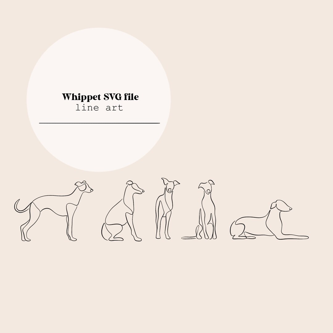 Whippet Dog Line Art | Dog Puppies Line Drawing | Line Digital File ...