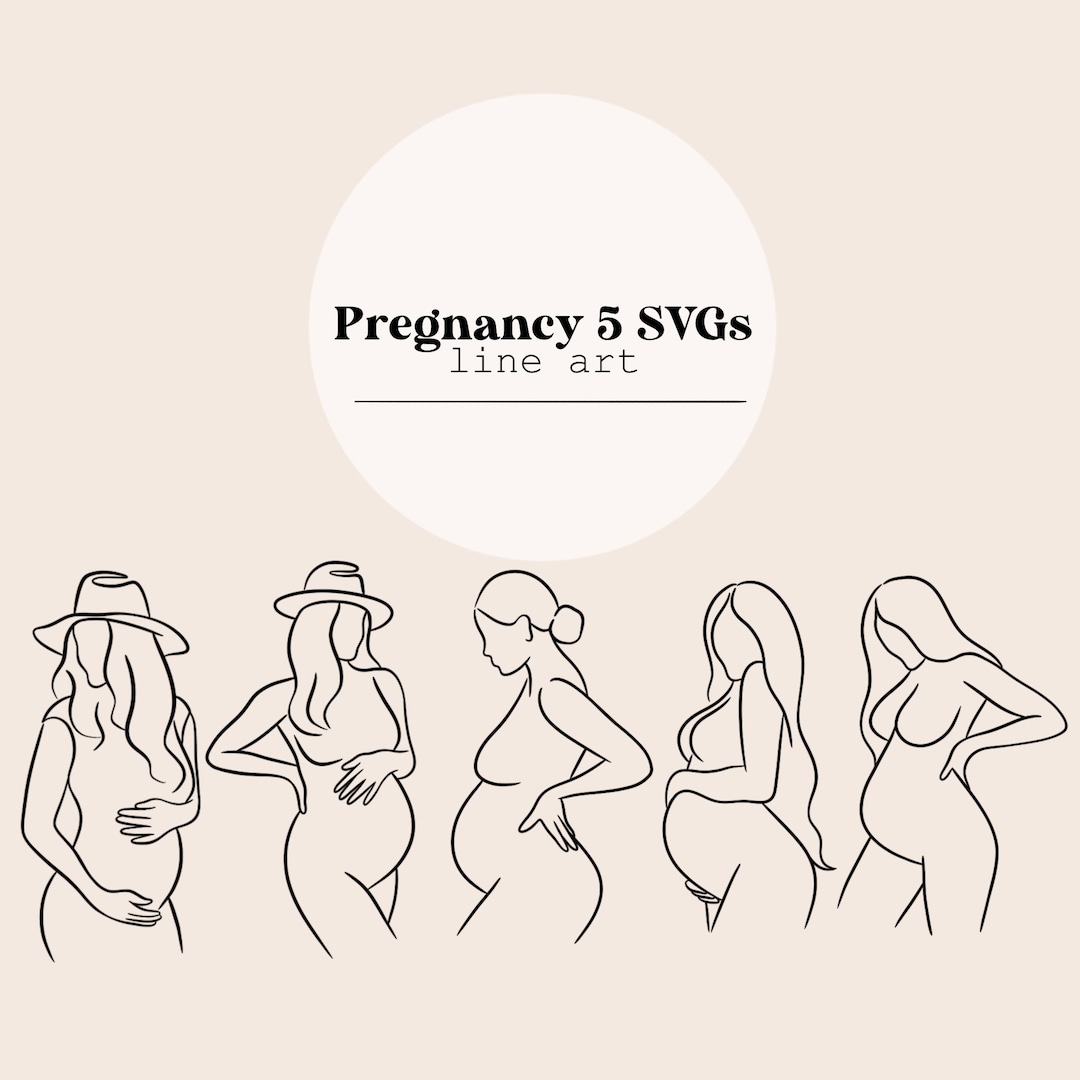 Pregnancy Line Drawing 5 | Mother | Pregnant Belly | Baby Newborn ...