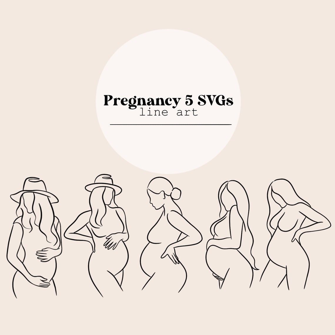 Pregnancy 5 SVG Line Art Mother Pregnant Belly Baby - Etsy Australia