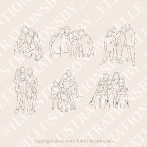 Family of 5 Line Art Listing Two| Daughter, Son, Boy Girl, Twins ...
