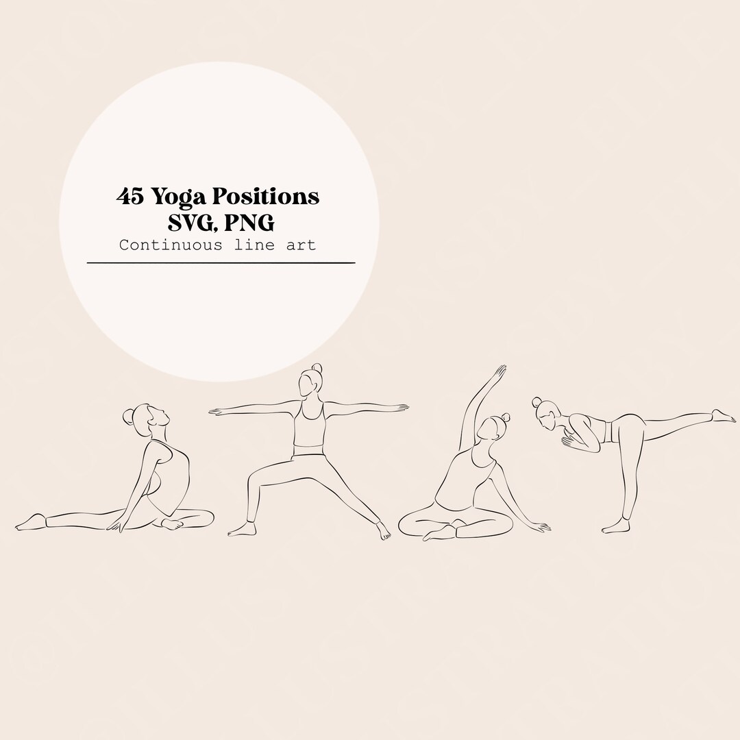 Yoga Positions Line Art | Stretching Positions | Pilates Gym Yoga Logo ...
