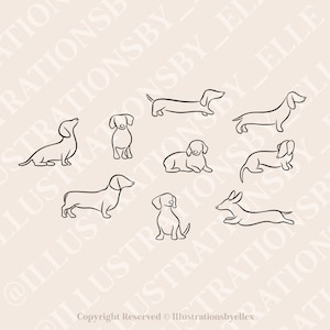 Dachshund Puppy Dog Line Art | Dog Puppies Line Drawing | Sausage Dog ...