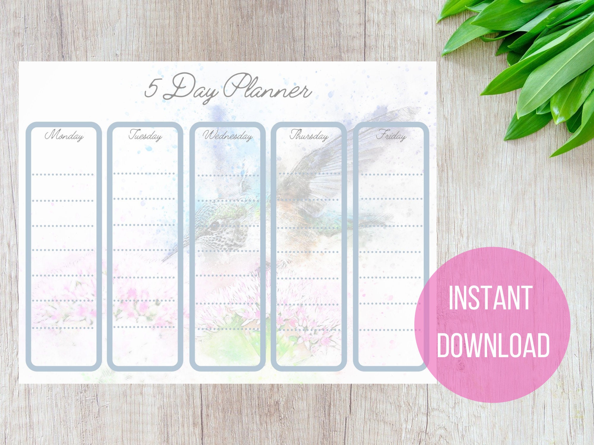 5 Day Weekly Planner Printable - Etsy