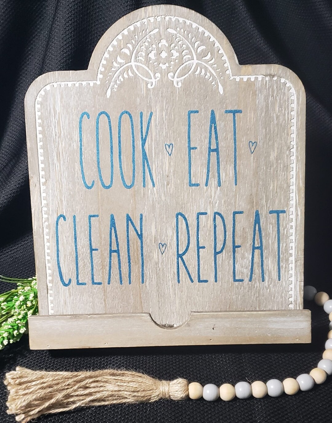 Cook Eat Clean Repeat Cookbook Holder - Etsy