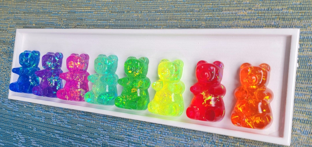 Rainbow Gummy Bears Resin Art, 3D Holographic Gummy Bears Resin, Pop ...