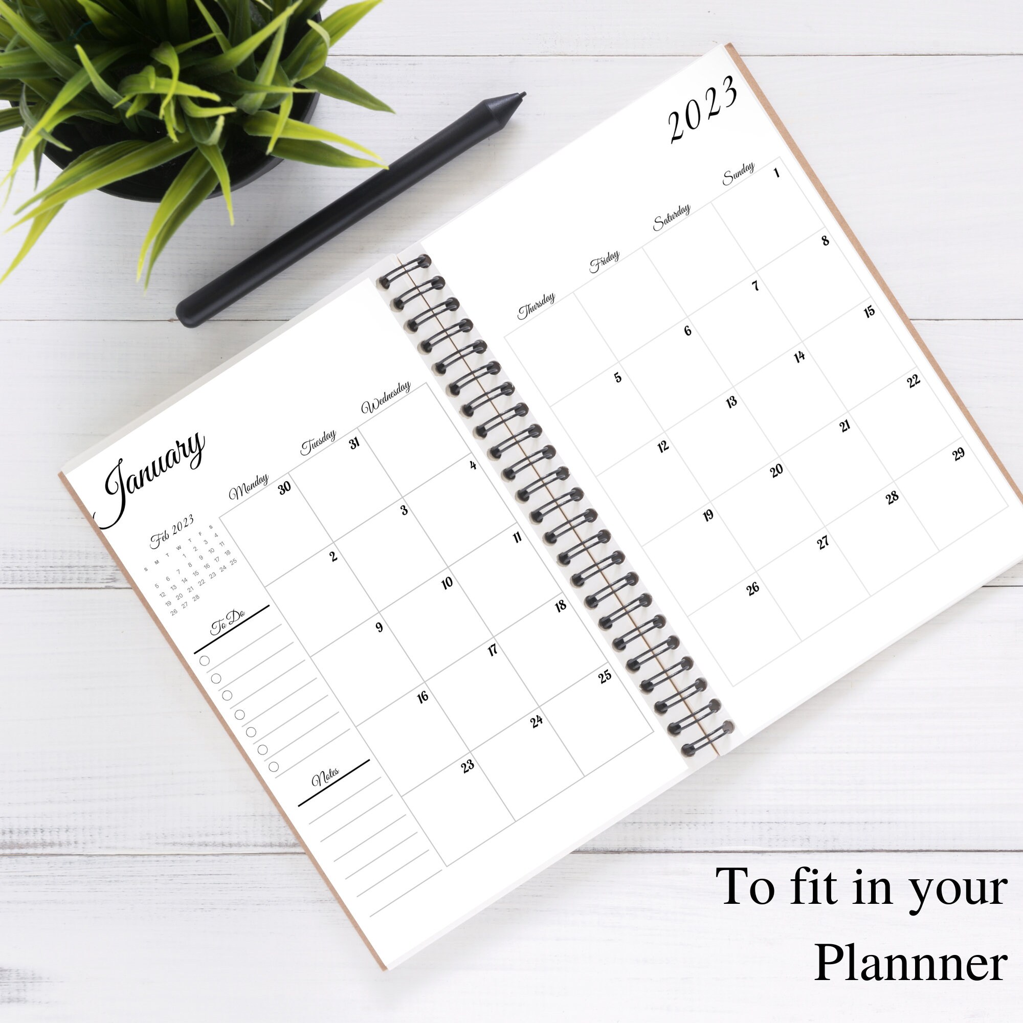 2023 Dated Monthly Calendar Printable Planner Inserts, A4 and A5 Size ...