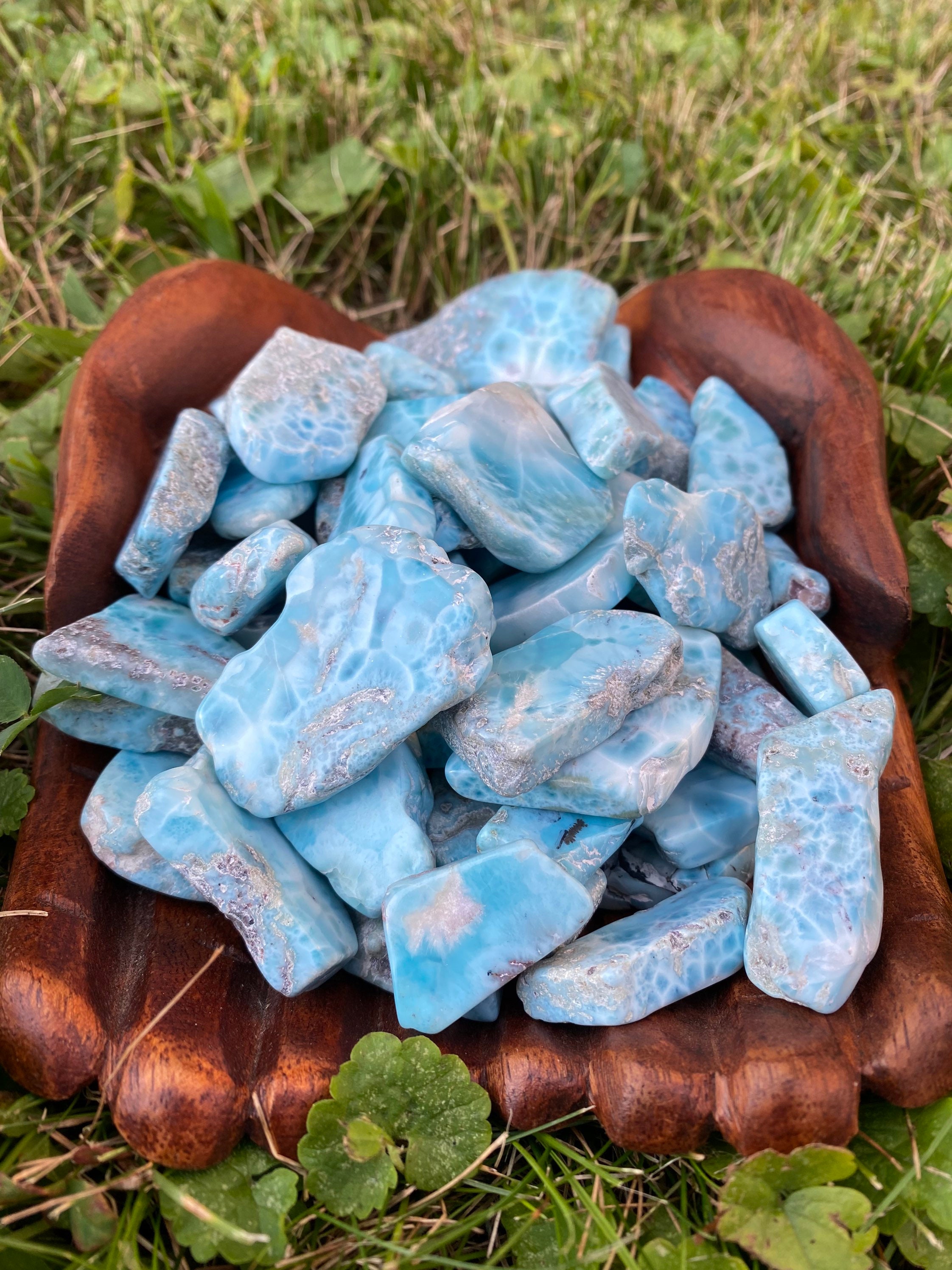 Natural Dominican Larimar Gemstone Tumbled Polished Stones for | Etsy