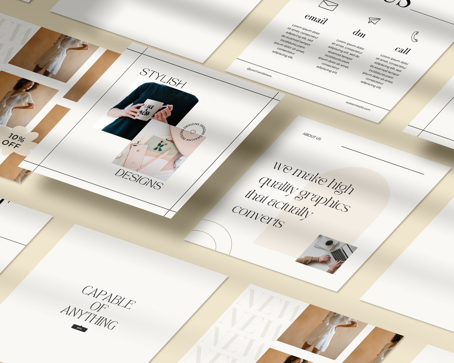 140 Instagram Templates Pack Minimal Social Media Templates Canva ...