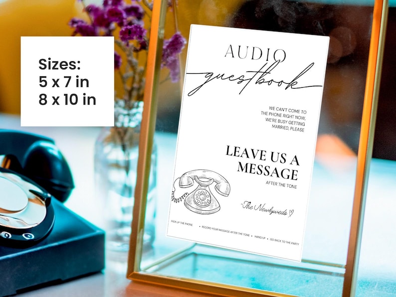 Audio Guestbook Sign, DIY Guestbook Sign Template, Minimalist Wedding ...