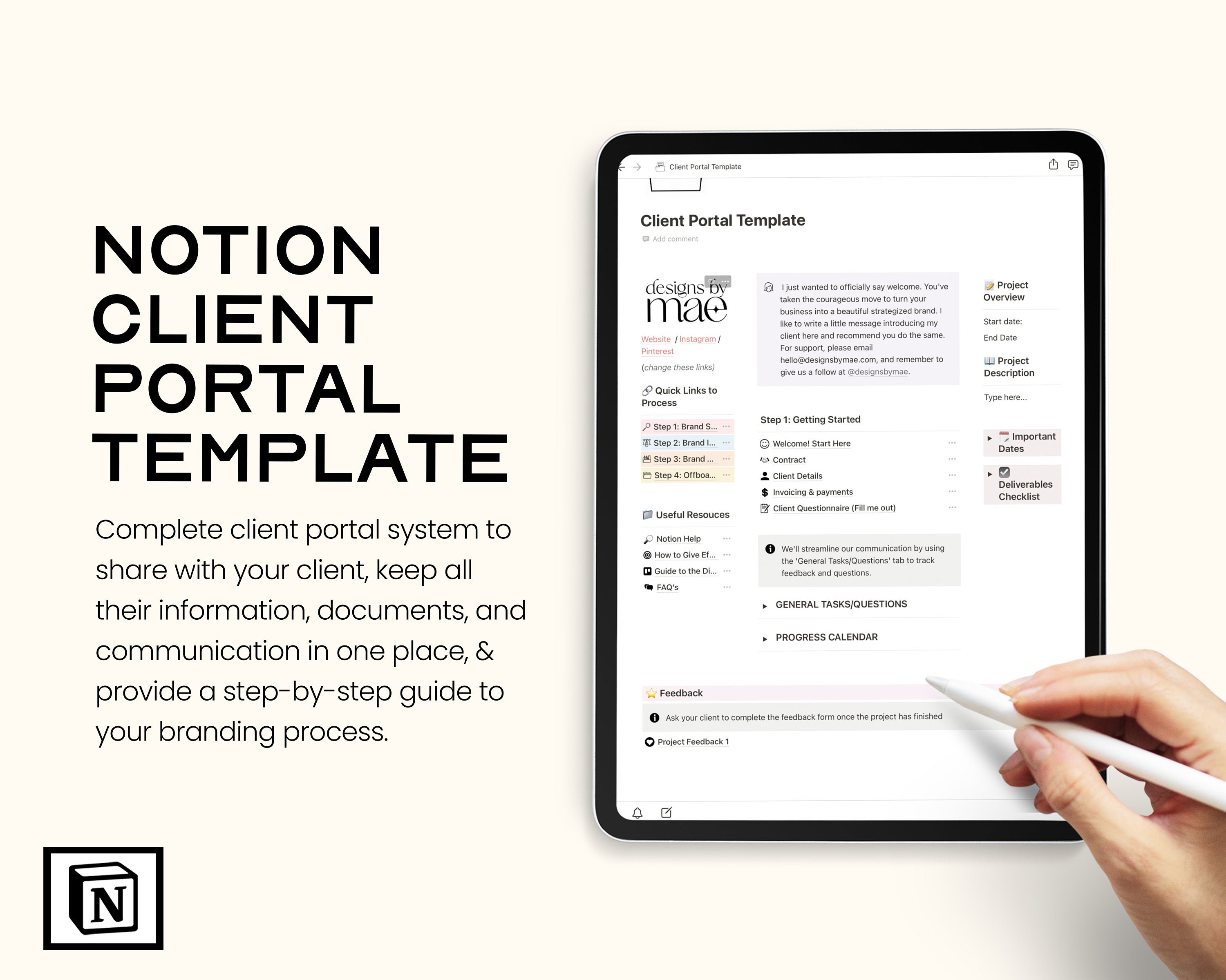 Notion Client Portal Template Creative Entrepreneurs Notion Template Digital Download Notion ...