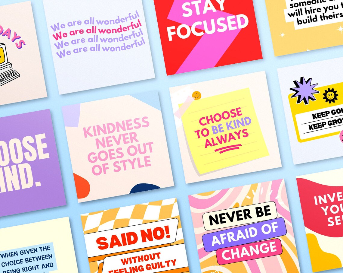 Modern Instagram Quotes Templates: Colorful Canva Designs (30) - Etsy