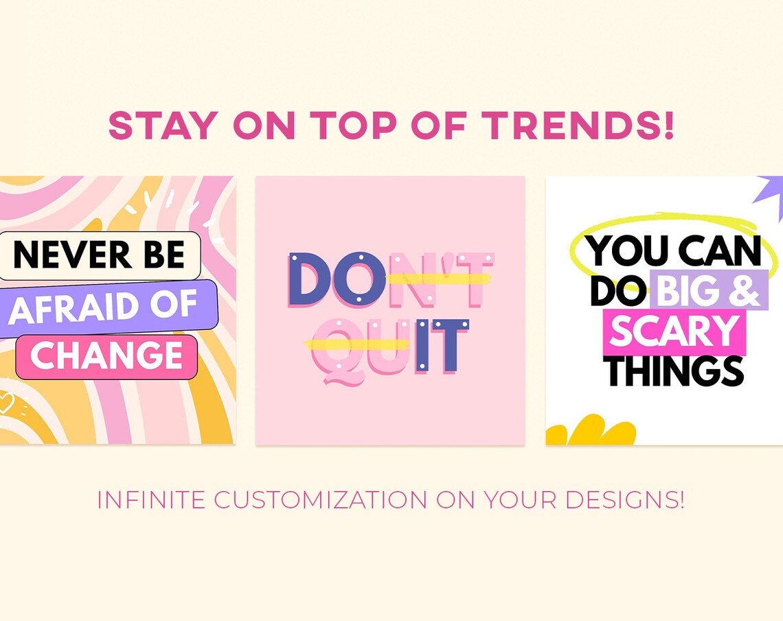 Modern Instagram Quotes Templates: Colorful Canva Designs (30) - Etsy