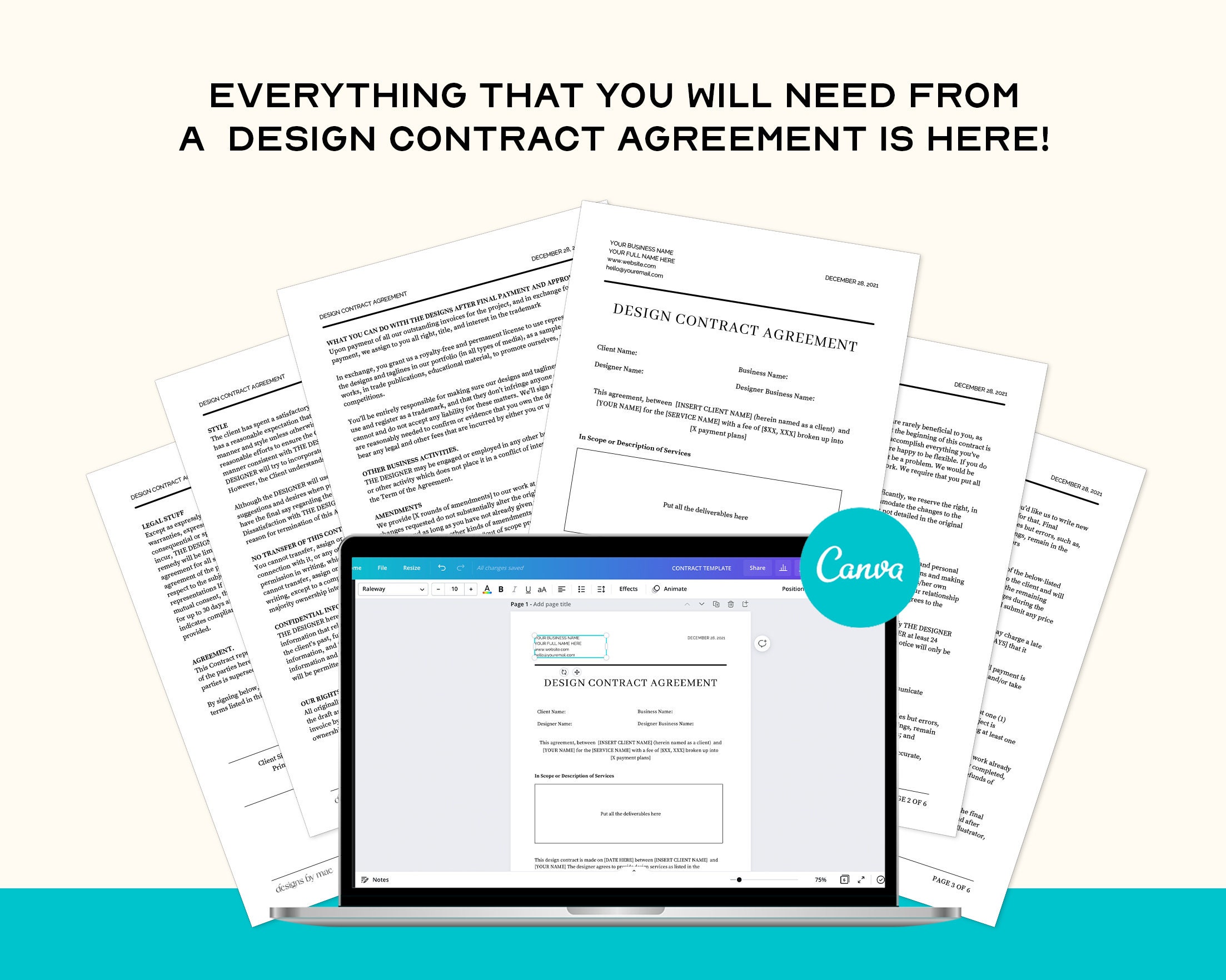 Design Contract Template, Contract Agreement Template, Graphic Designer ...