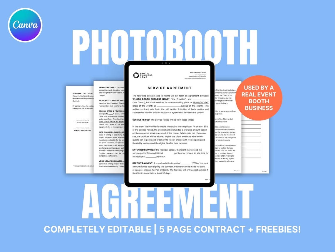 Photobooth Rental Contract Template | Event Booth Rental Agreement ...