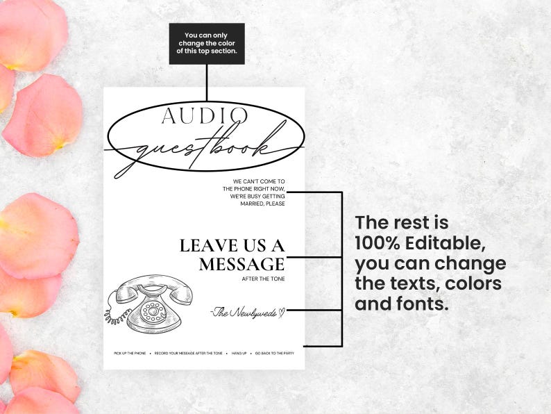 Audio Guestbook Sign, DIY Guestbook Sign Template, Minimalist Wedding ...