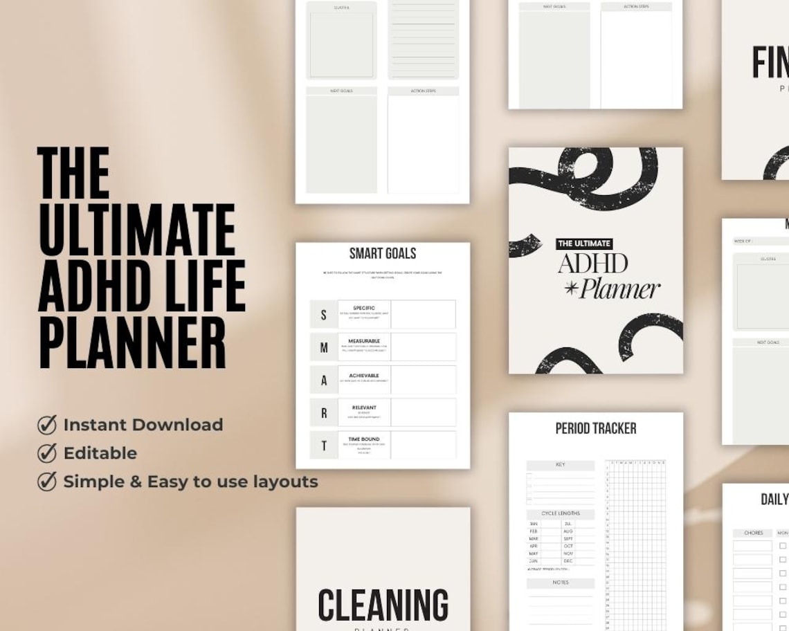 ADHD Life Planner, Printable & Digital Planner for Adhd, Productivity ...
