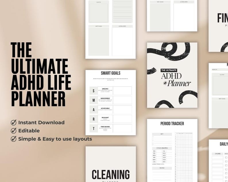 ADHD Life Planner, Printable & Digital Planner for Adhd, Productivity Planner, Planner Sheets - Etsy
