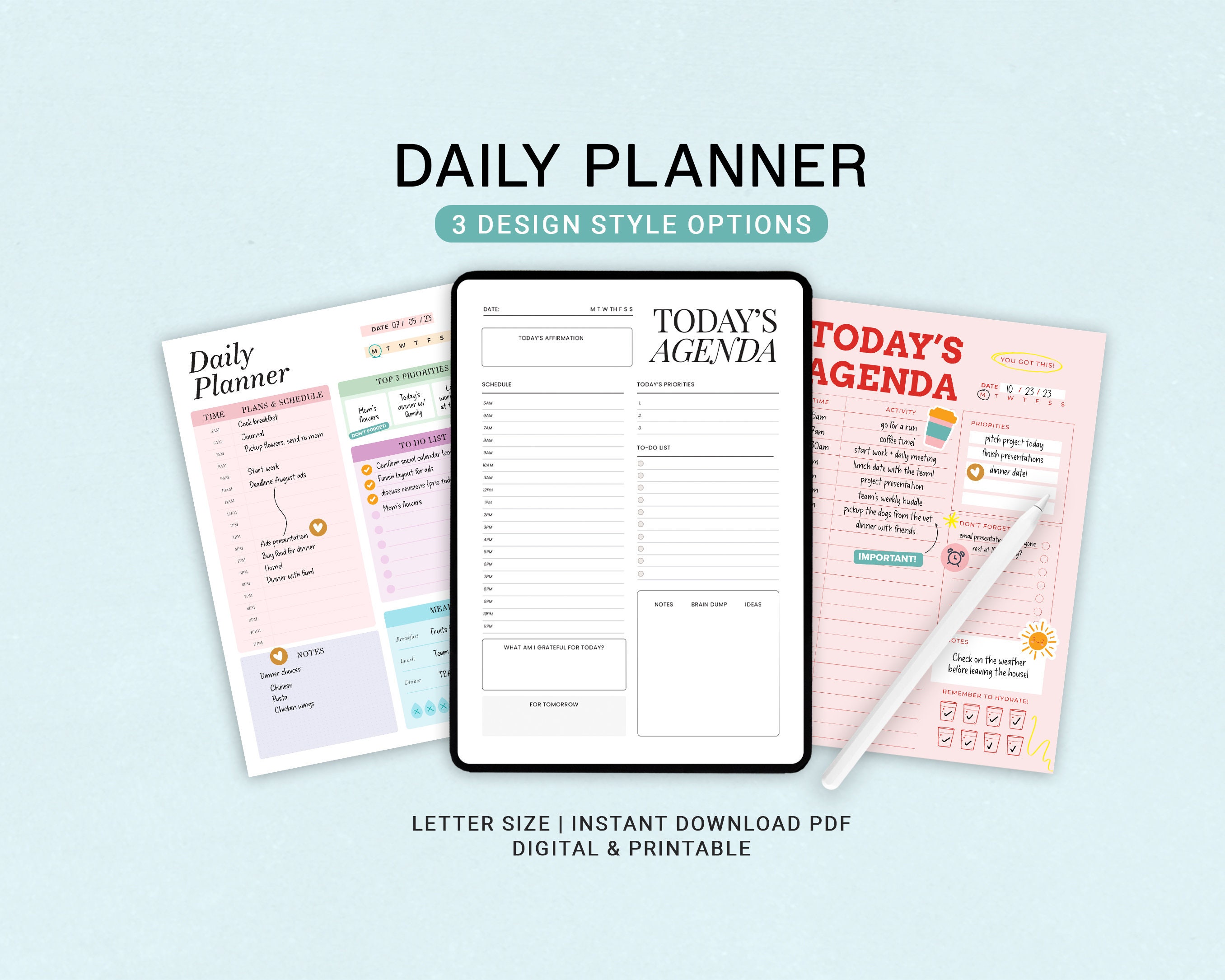 Digital Daily Planner, to Do List Printable,one Sheet-pdf Planner ...