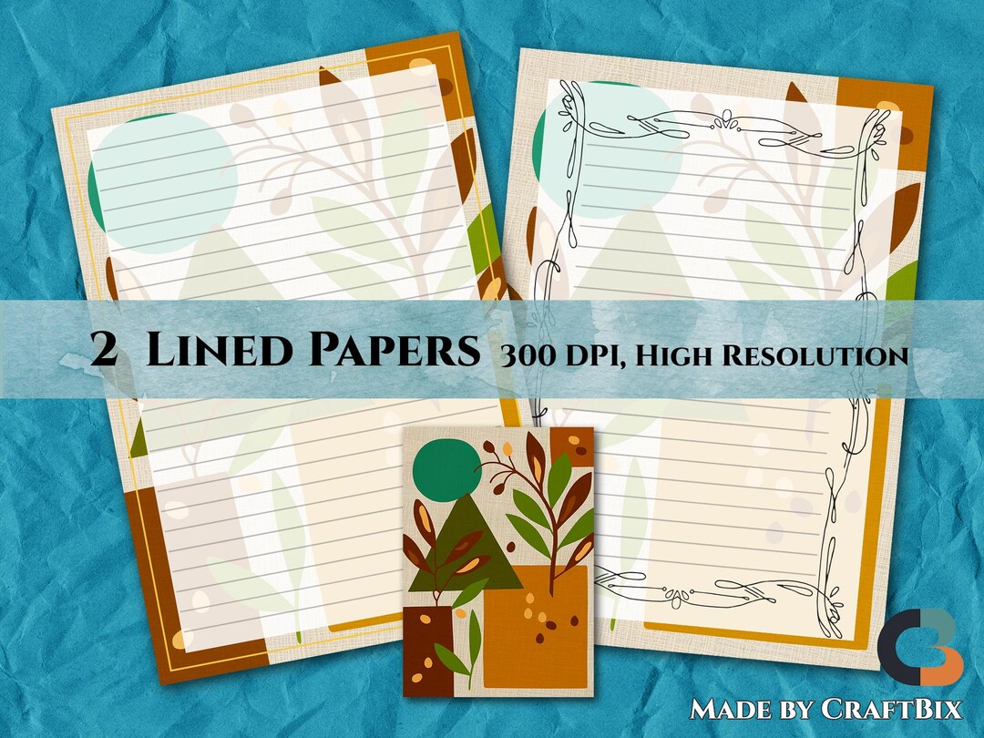 Abstract Shapes Floral Letter Writing Paper | 2 Designs, A4 Size, Lined ...