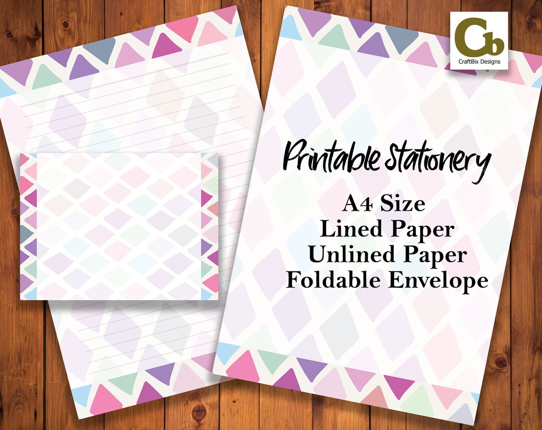 Rhombus Pattern Letter Paper A4 Size Lined & Unlined Envelope Template ...