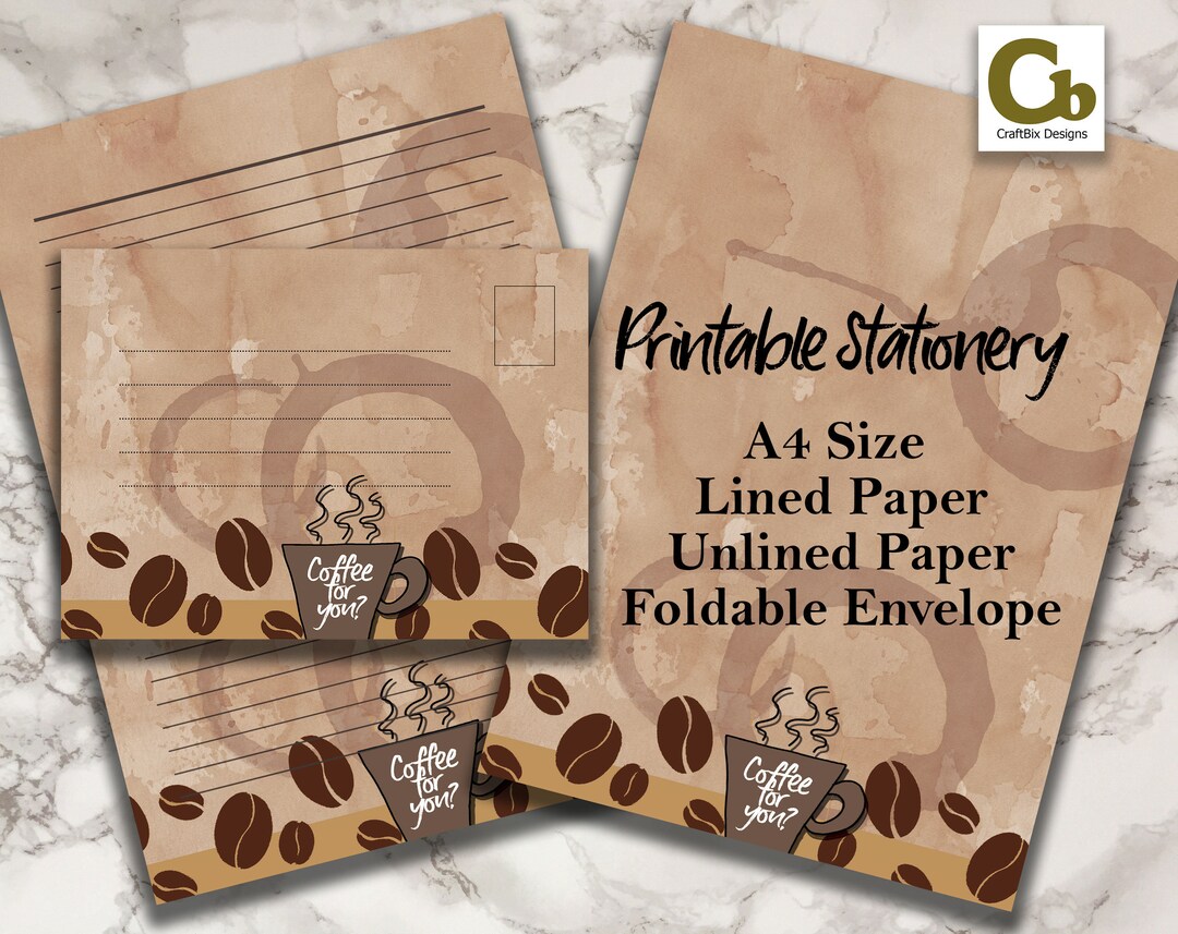 Printable Writing Paper Stationery, Coffee Stained Papers, Lined ...