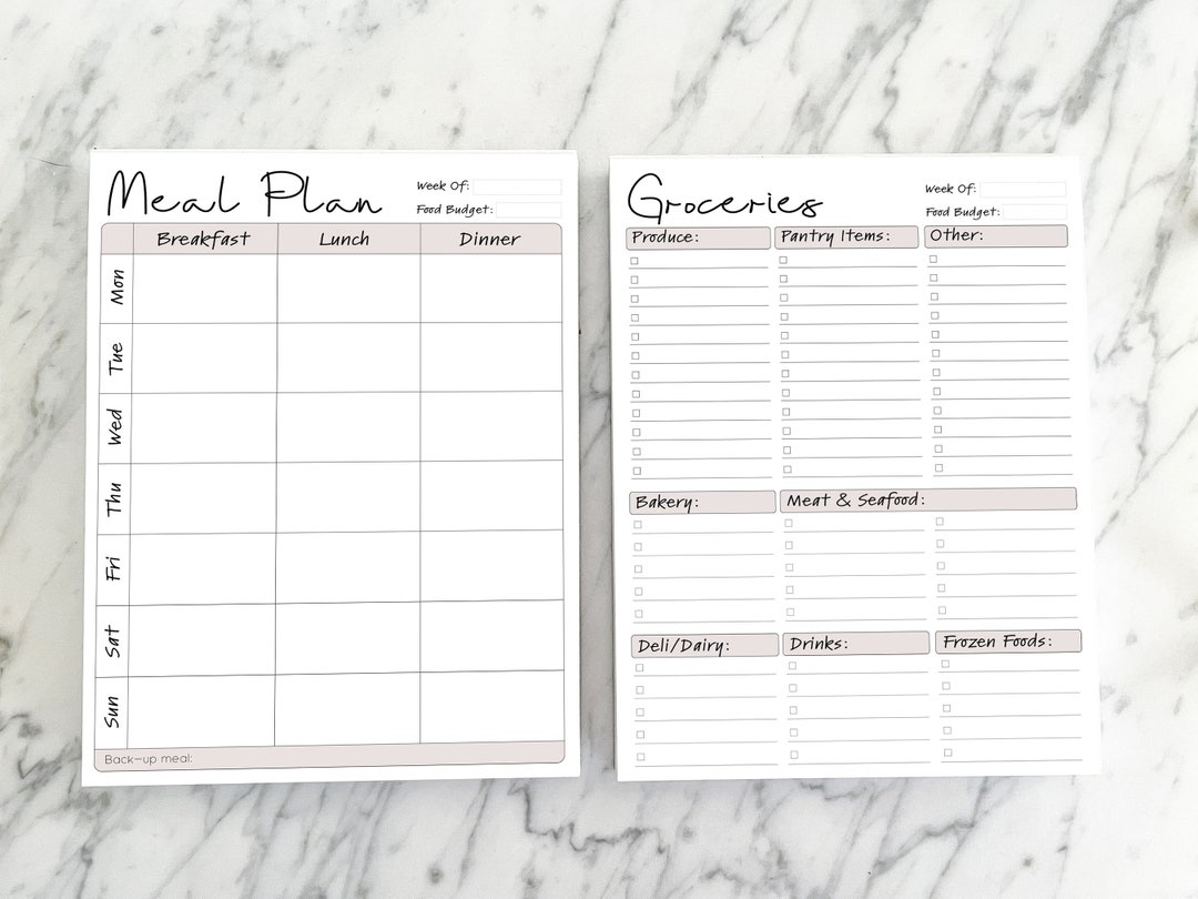 Meal Planning Set Notepads for Weekly Meal Prep Meal - Etsy