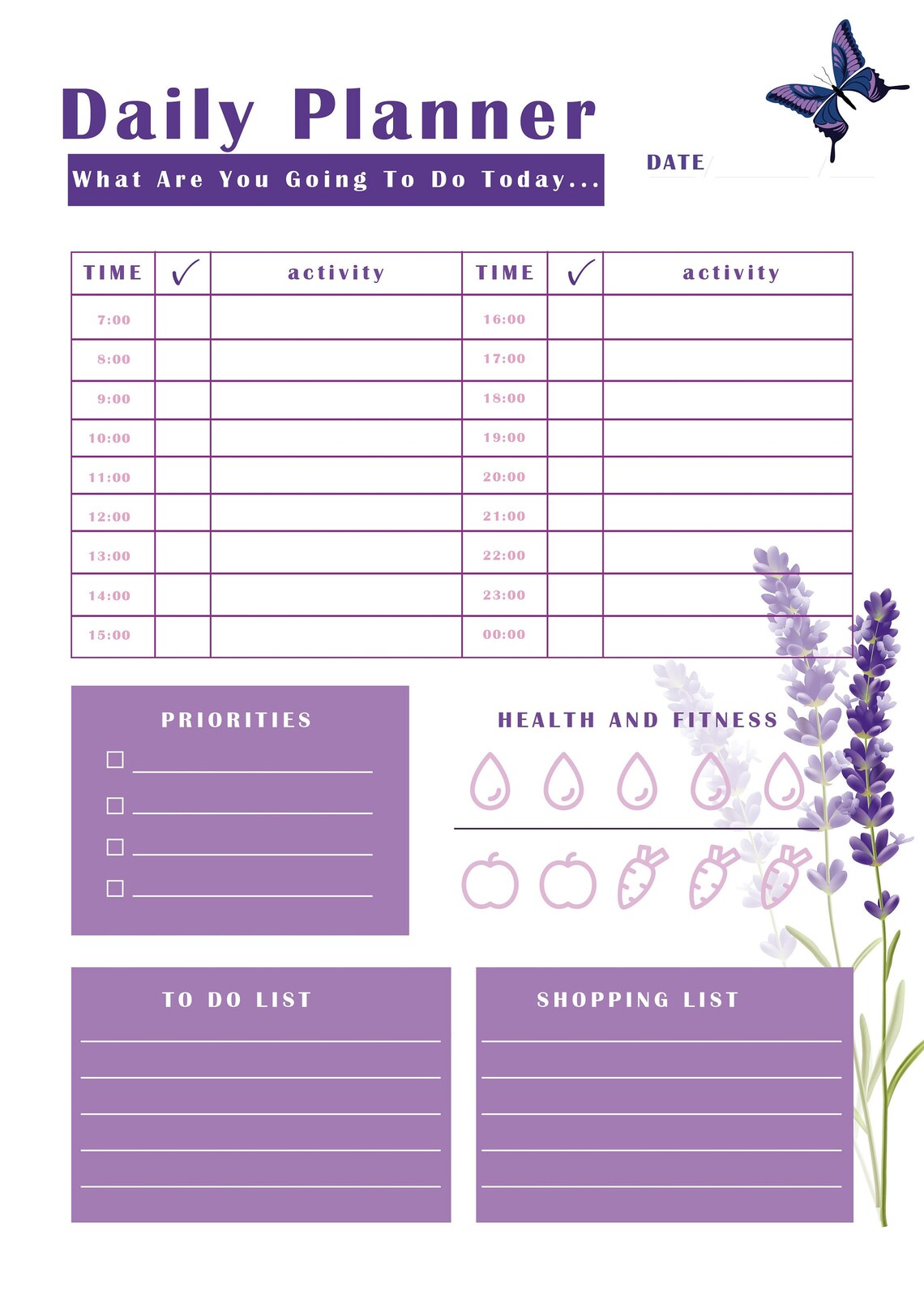 Printable Lavender Daily Planner - Etsy