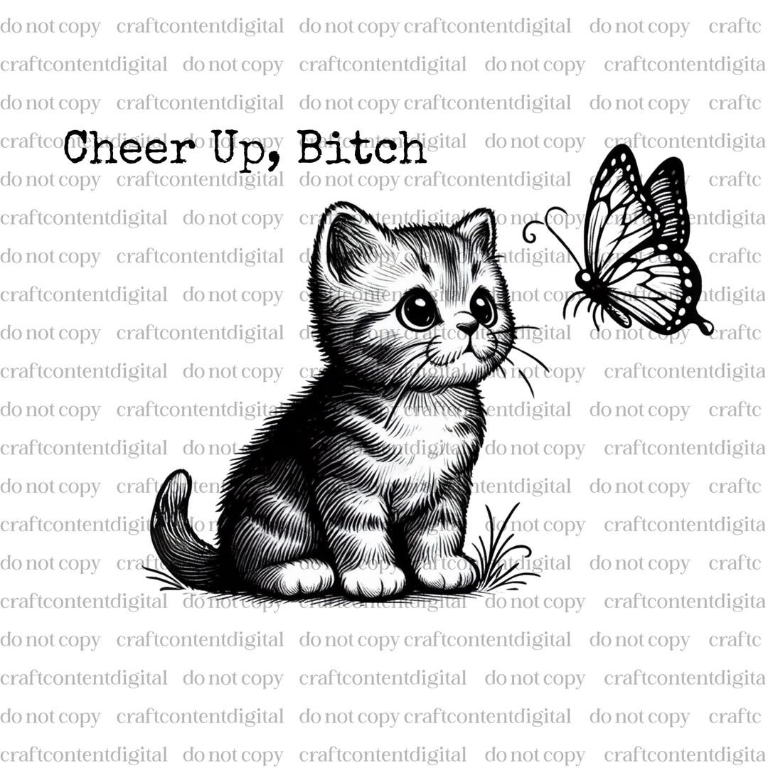 Cheer up Cat PNG | Cute Digital Download for Sublimation & Print ...