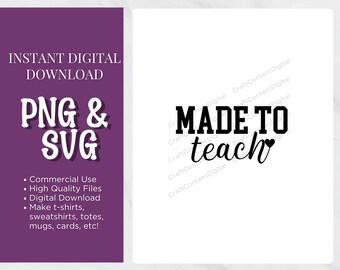 Made to Teach SVG PNG, Teacher Life Svg, Best Teacher Svg, Teacher ...