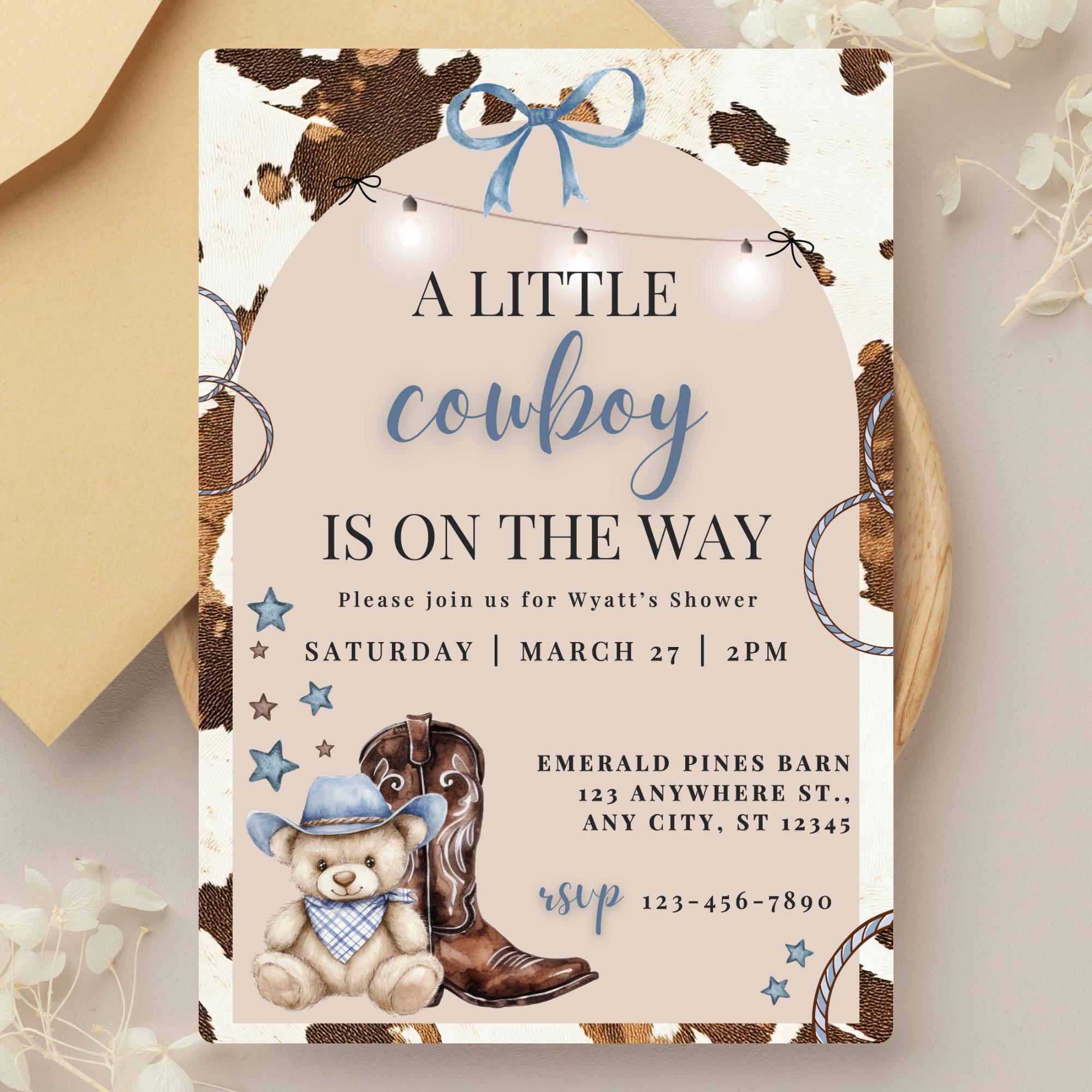 Cowboy Baby Shower Invitation: Editable Western Theme (digital Download ...