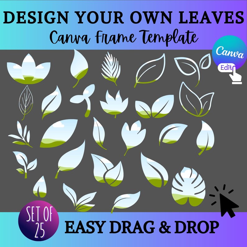 Editable Leaf Frame Canva Templates – Botanical Clipart for Mockups ...