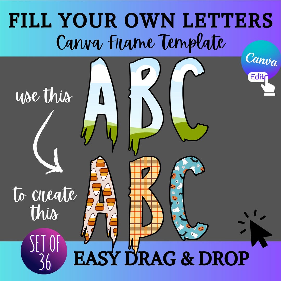 Editable Canva Alphabet Frames – 26 Drag & Drop Letter Templates for ...