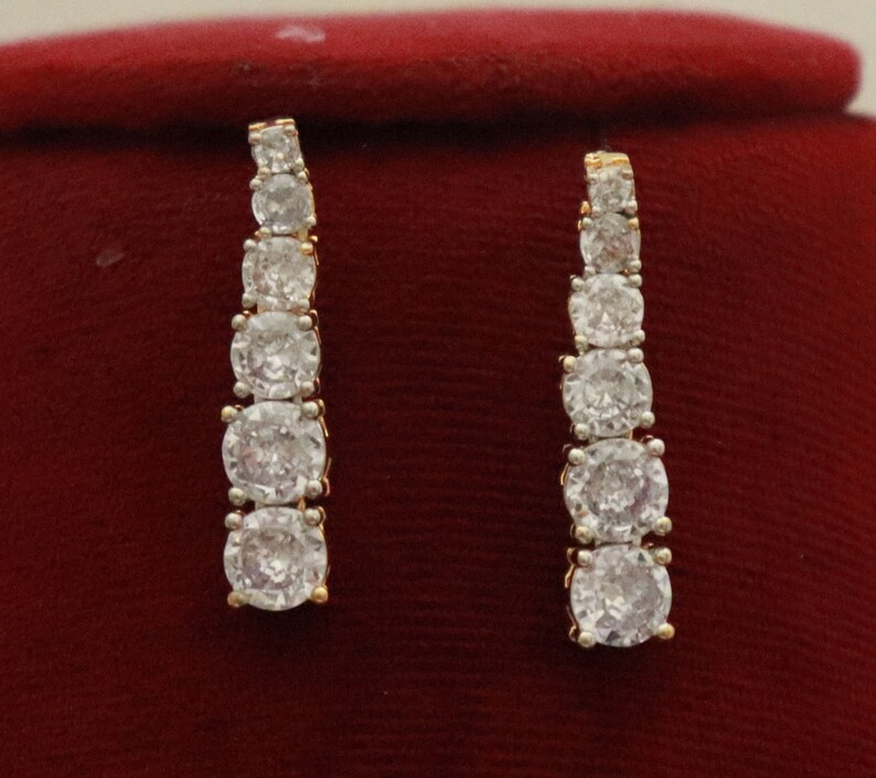 Single Line Gold Plated Solitaire Necklace Earrings Set/ CZ - Etsy