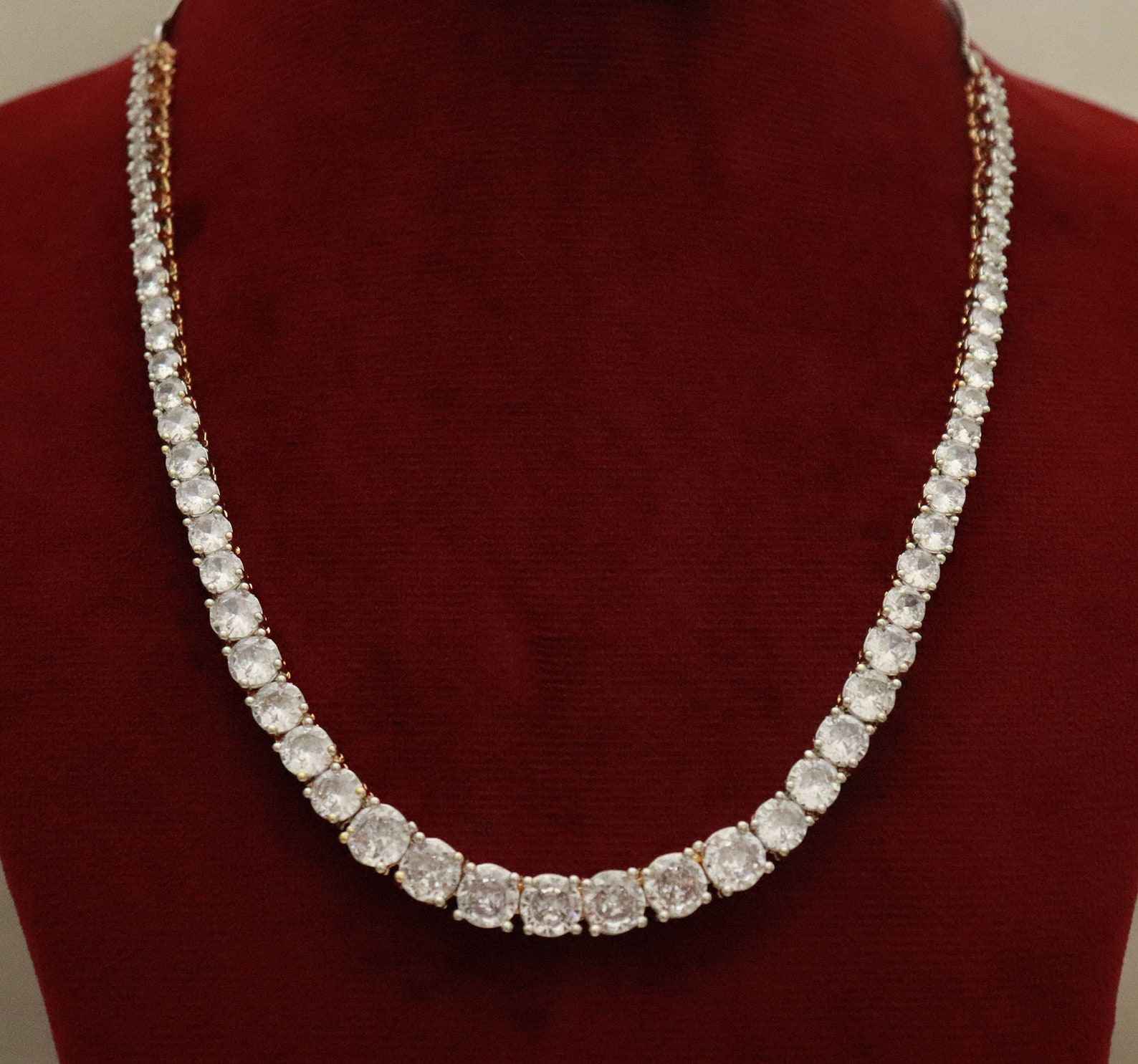 Single Line Gold Plated Solitaire Necklace Earrings Set/ CZ - Etsy