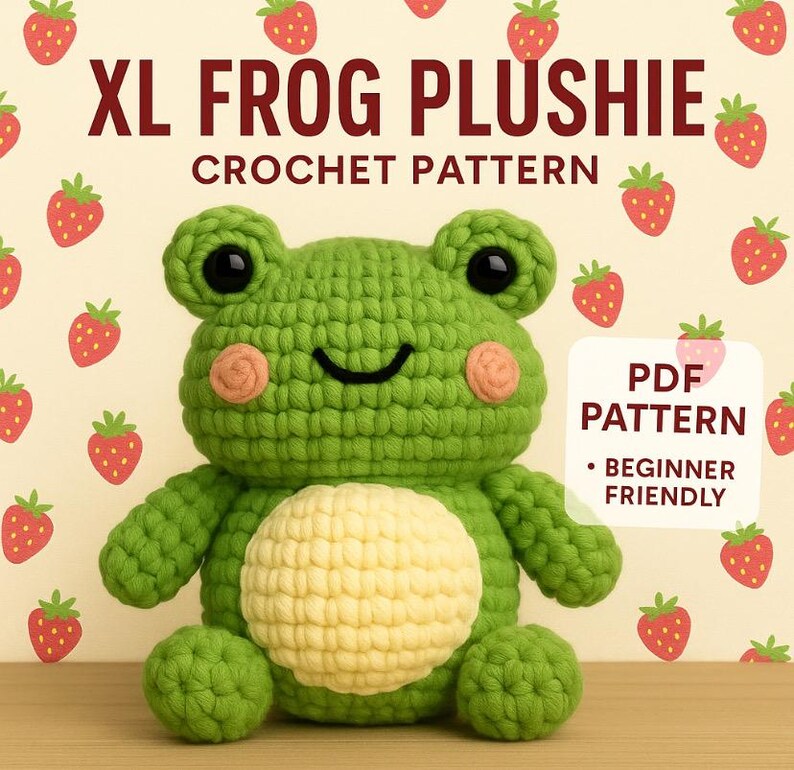 XL Frog Plushie Crochet Pattern – Chunky Yarn Amigurumi PDF – Beginner Friendly – Cute Frog Toy ...