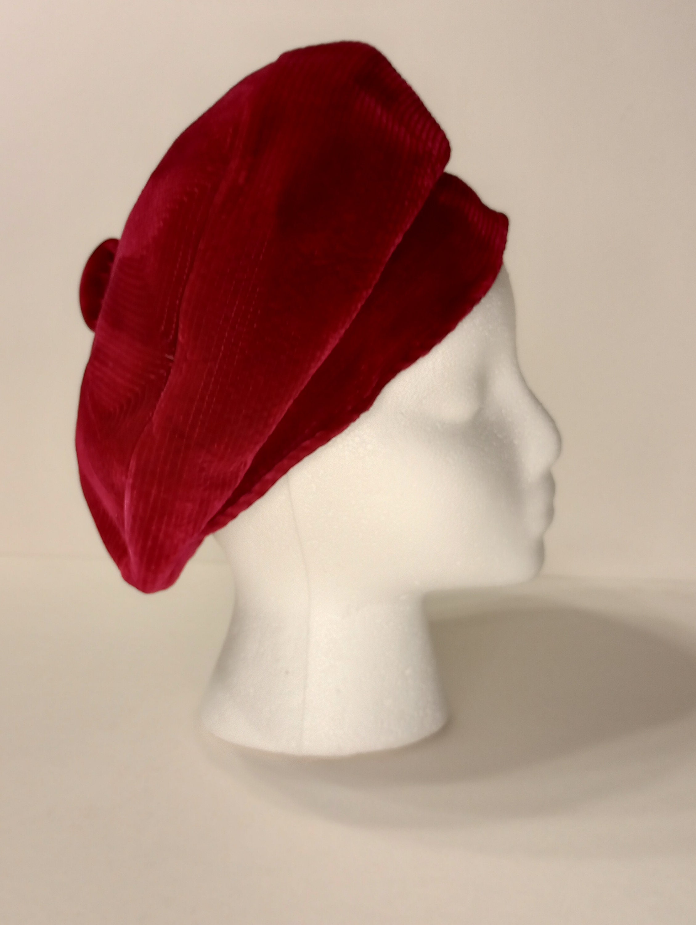 Vintage Burgundy Velvet Beret by Sally Victor - Etsy