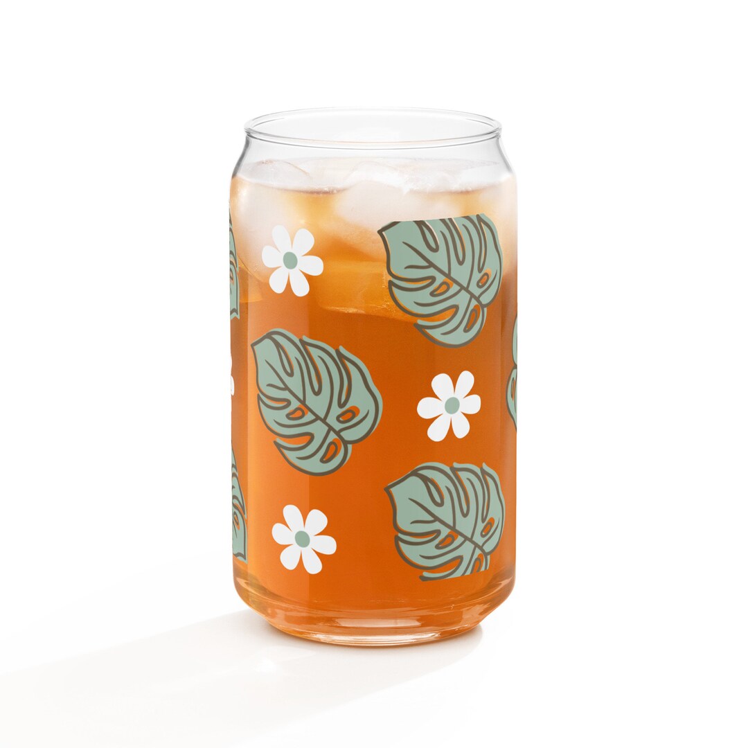 Daisy Monstera - Can-shaped Glass - Etsy