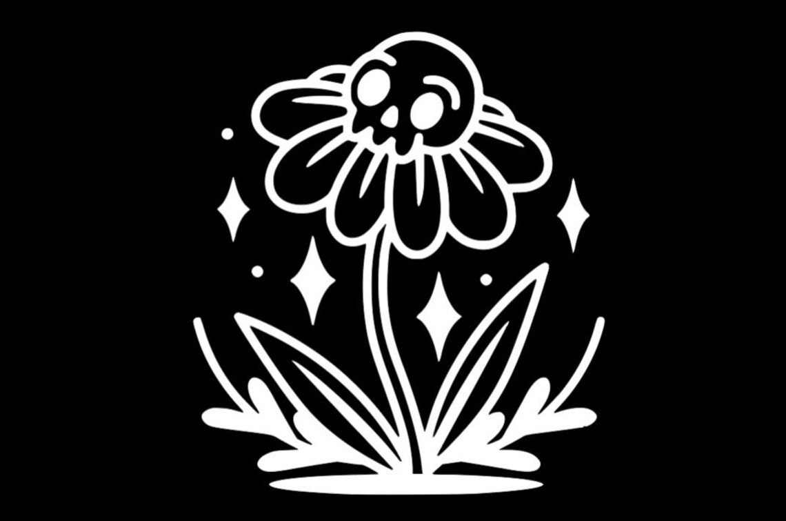 Skull Daisy With Sparkles - Car Decal: Permanent Vinyl Sticker - Etsy