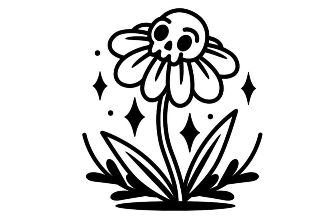 Skull Daisy With Sparkles - Car Decal: Permanent Vinyl Sticker - Etsy