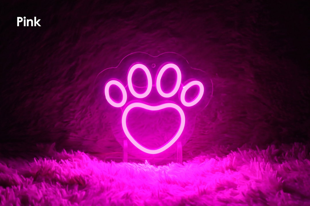 Heart Paw Neon Sign, Paw Neon Sign, Dog Paw Neon Light, Cat Paw LED ...