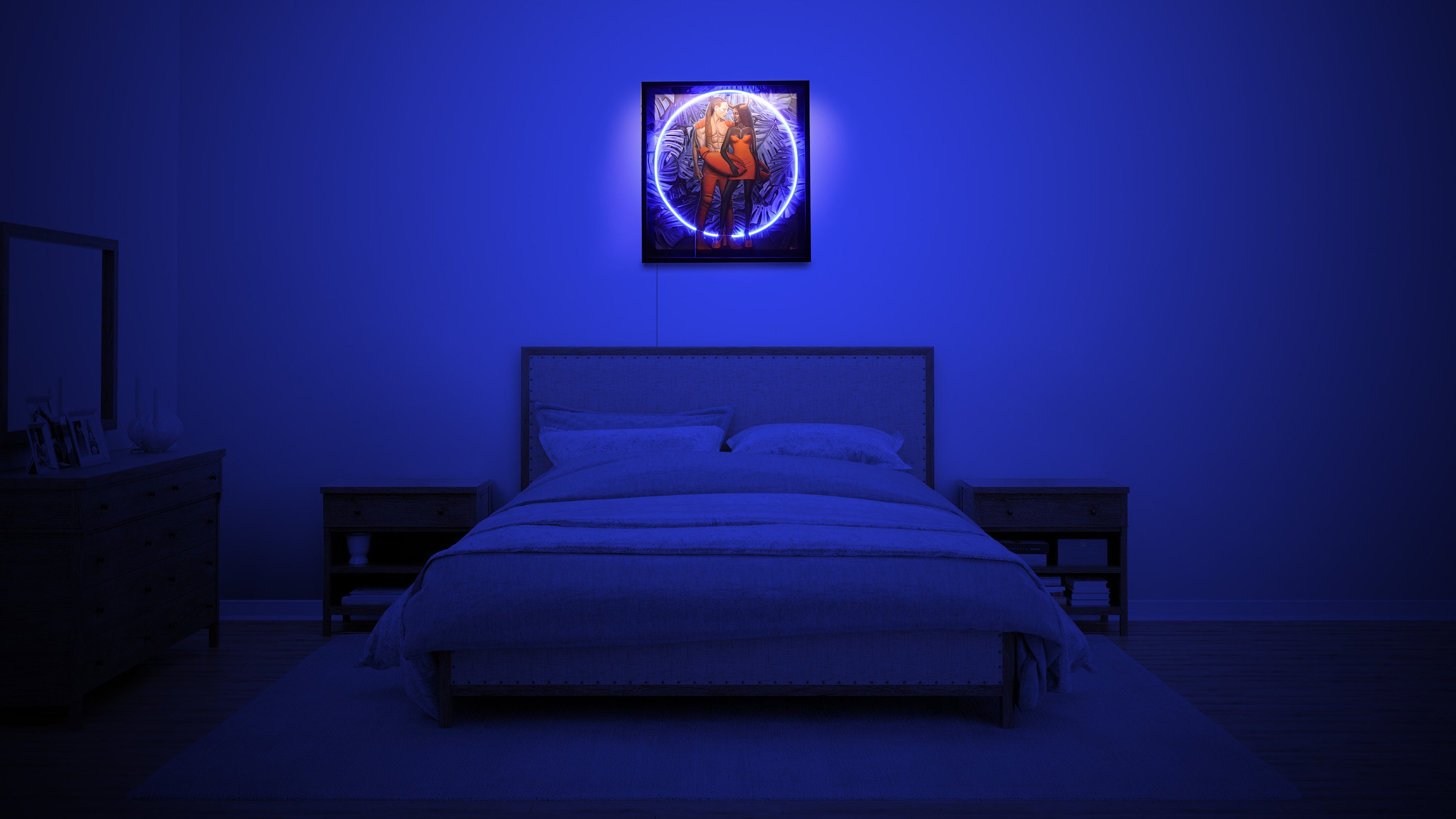 Neon Painting, Neon Zodiac, Neon Cancer and Taurus, Unique Neon Light ...