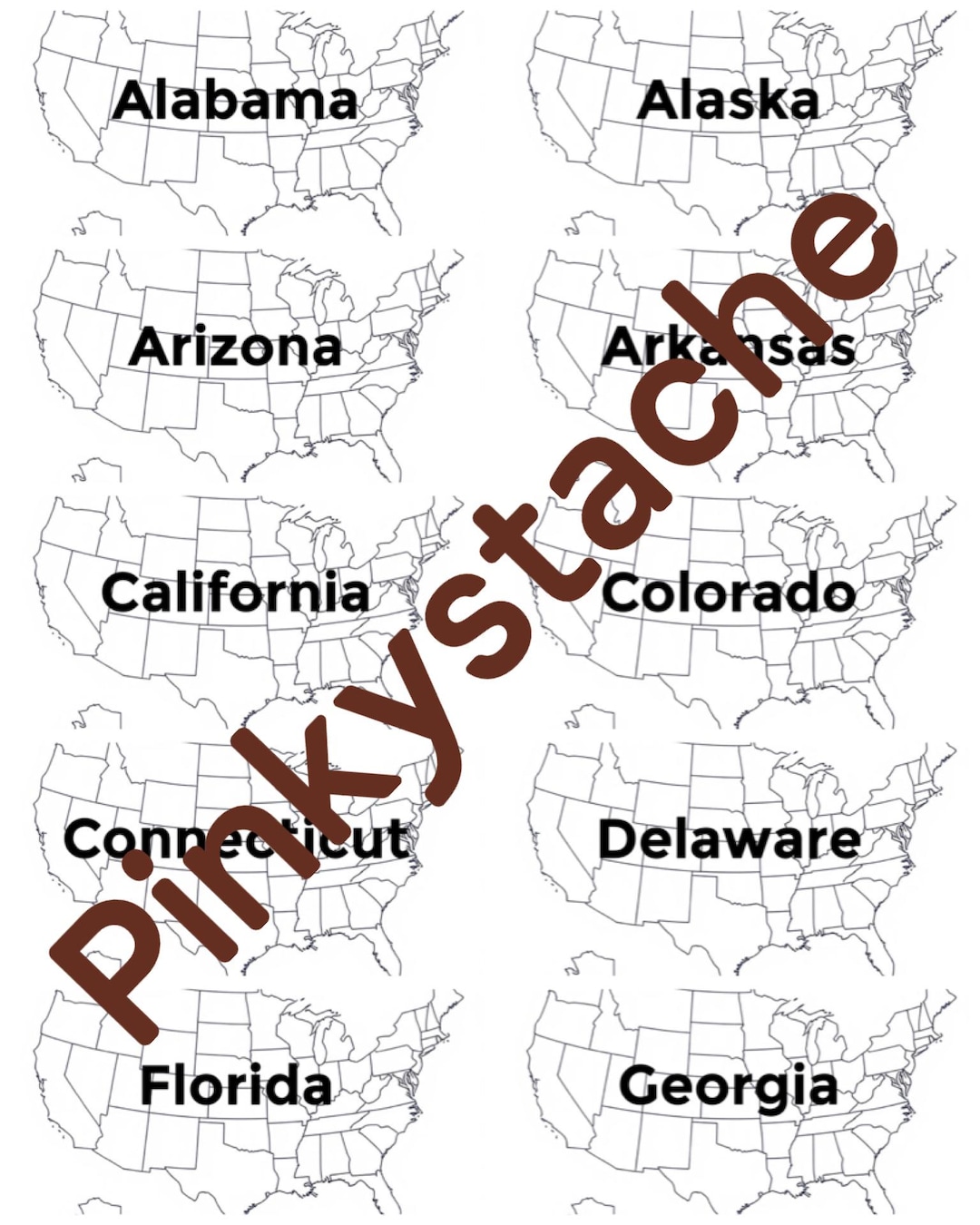 Printable 50 States & Capitals List (PDF Download) - Etsy