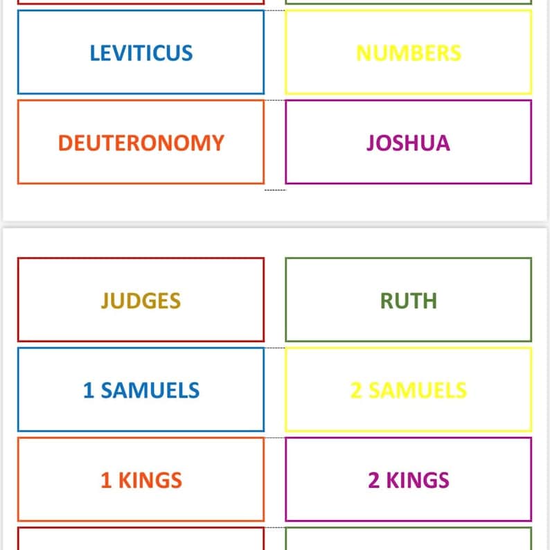 Colorful 66 Books of the Bible DIY Flashcards Digital Download - Etsy