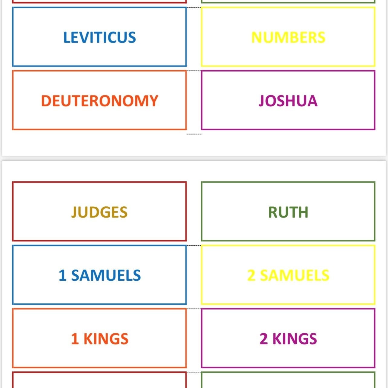 Colorful 66 Books of the Bible DIY Flashcards Digital Download - Etsy